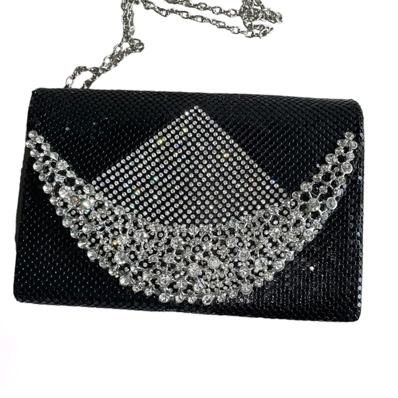 Bags | New Black Metal Mesh Diamond Handbag With A Drop Of 22 Silver ...